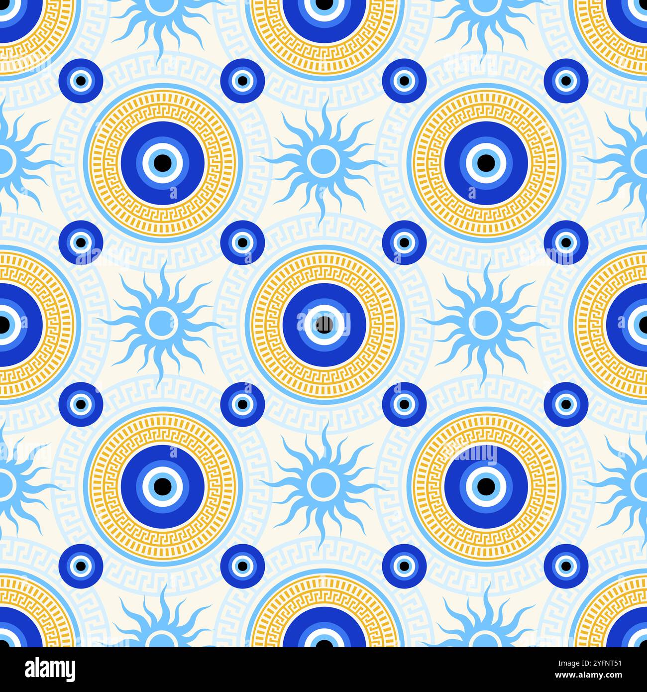 Evil eye seamless pattern. Greek and Turkish blue magic bead. Vector ...