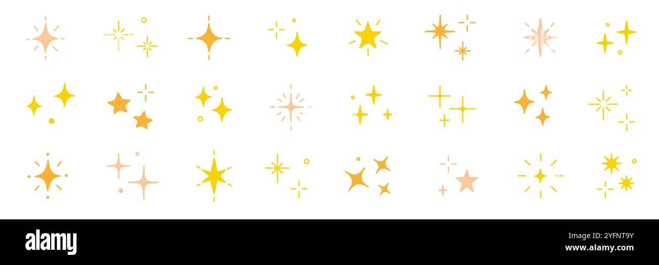 Sparkle star vector element icon. Gold star twinkle glitter spark hand ...