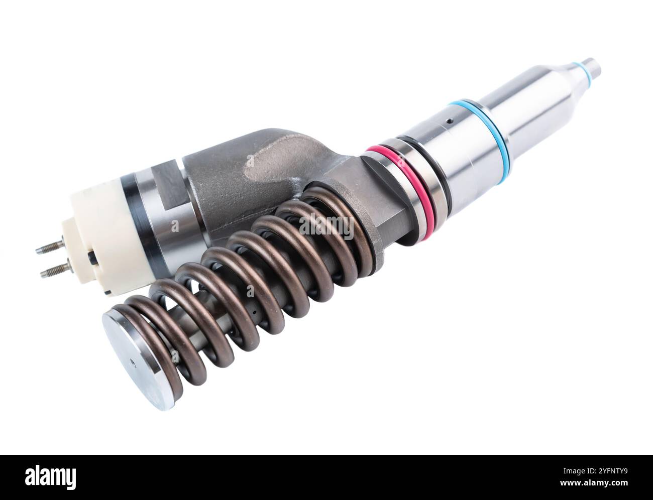 New fuel injector on white background close up Stock Photo - Alamy