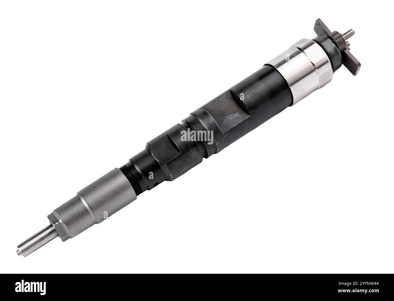 New fuel injector on white background close up Stock Photo - Alamy