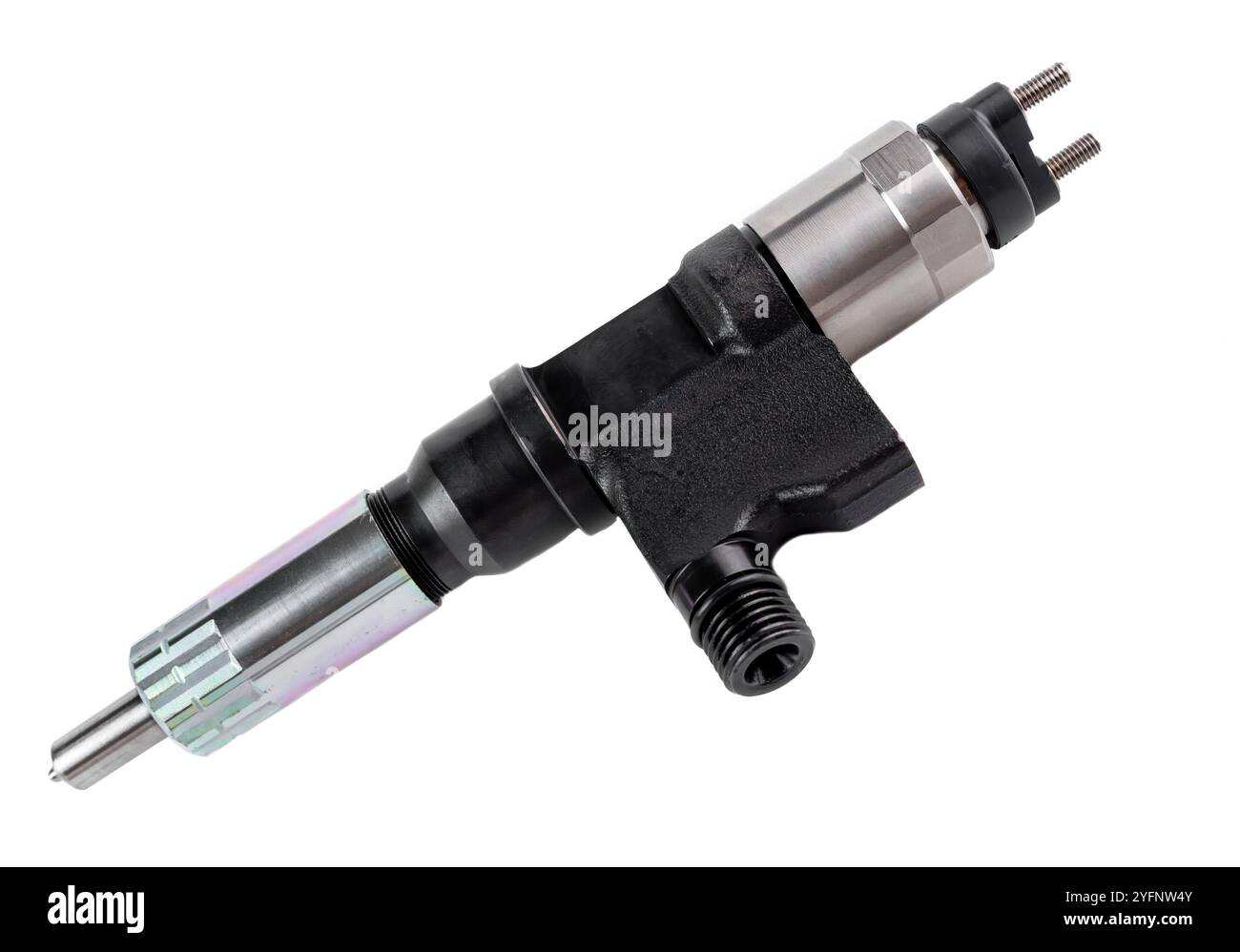 New fuel injector on white background close up Stock Photo - Alamy