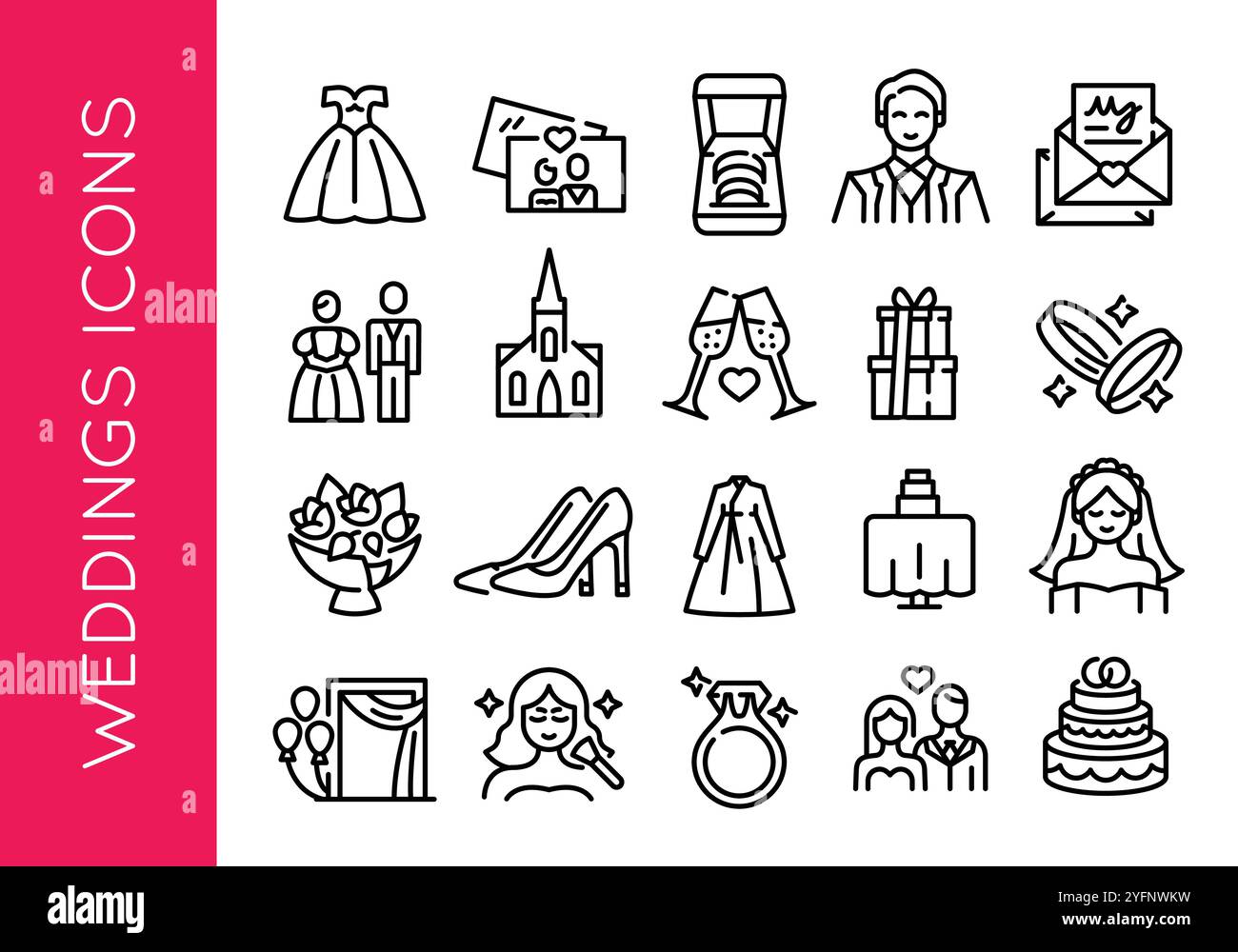 Wedding Icon Set - Minimal Wedding Symbols Stock Vector Image & Art - Alamy