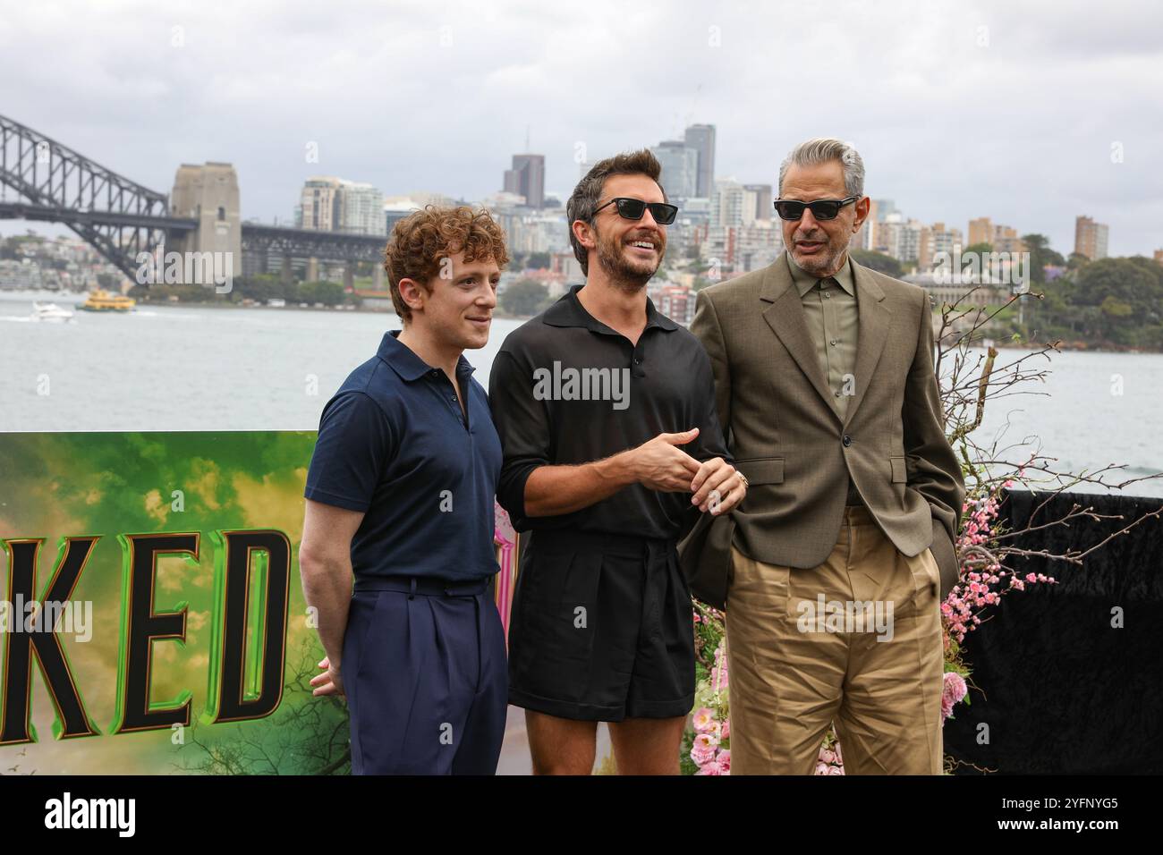 November 5, 2024: ETHAN SLATER, JONATHAN BAILEY and JEFF GOLDBLUM pose for a photocall for the ...