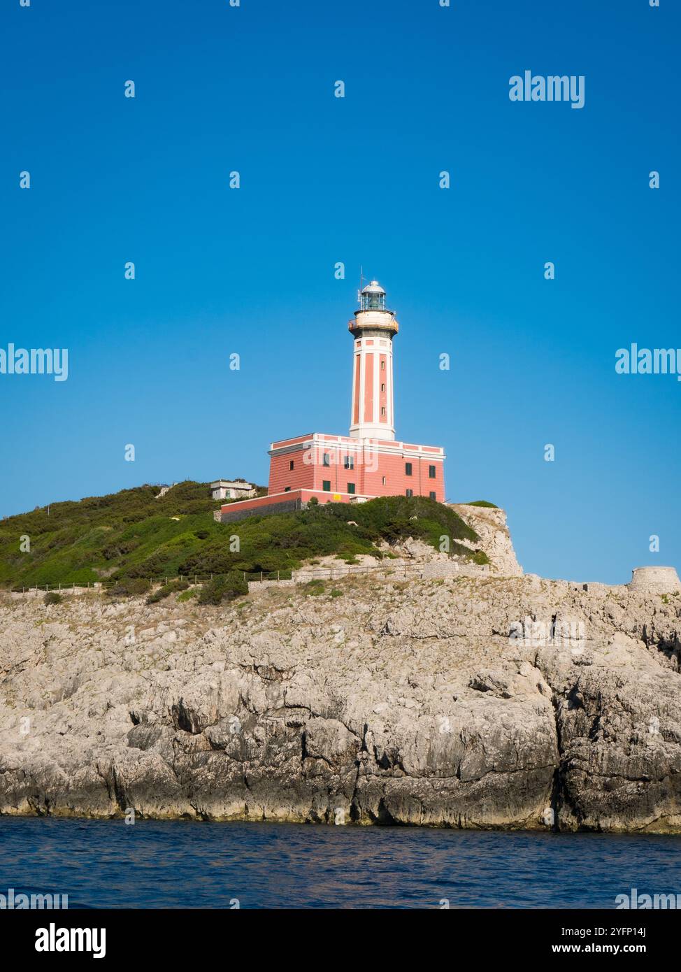 Faro di Punta Carena Lighthouse Tower at Capri in Italy. Famous ...