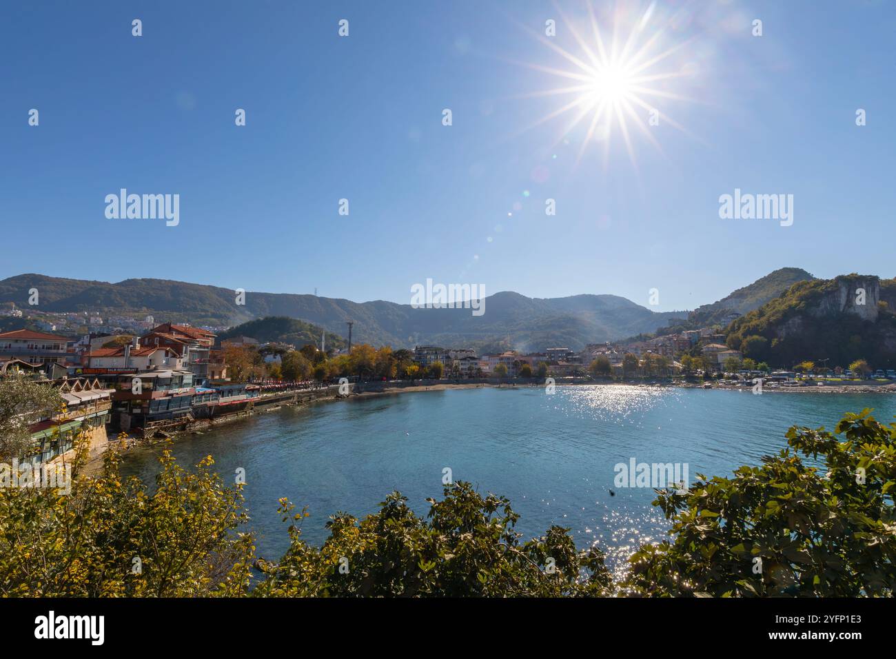 Beautiful cityscape on the mountains over Black-sea, Amasra. Amasra ...
