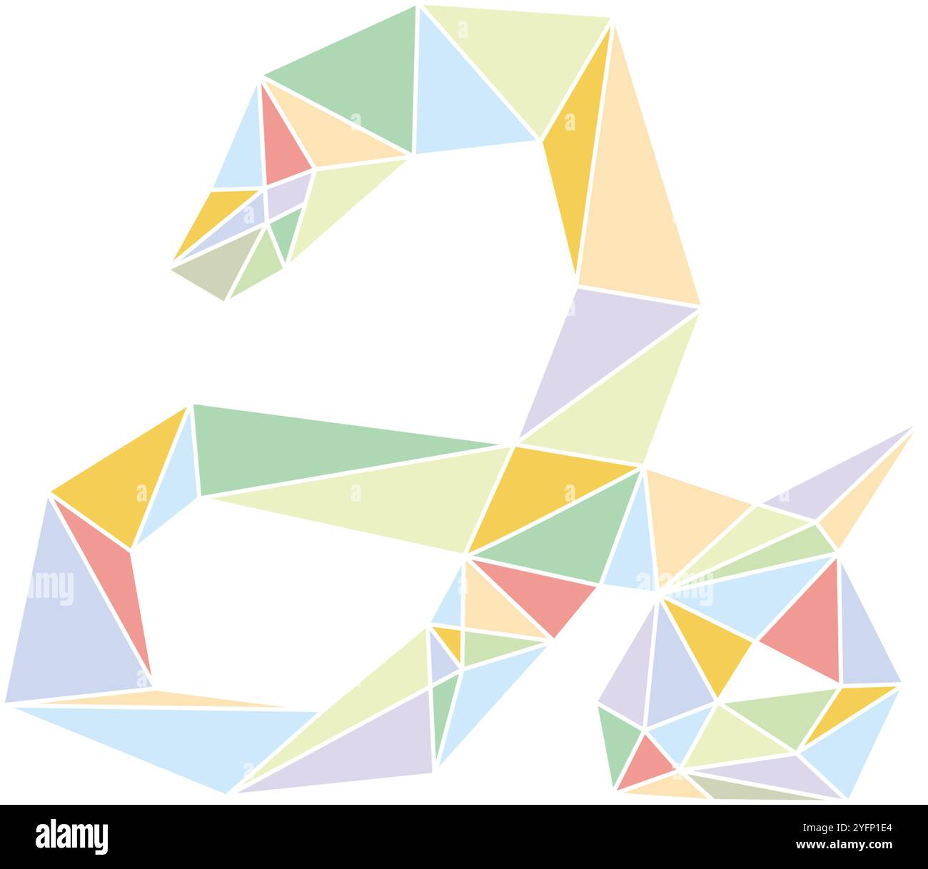 Polygon style snake, hiragana "mi" form, Vector Illustration Stock ...