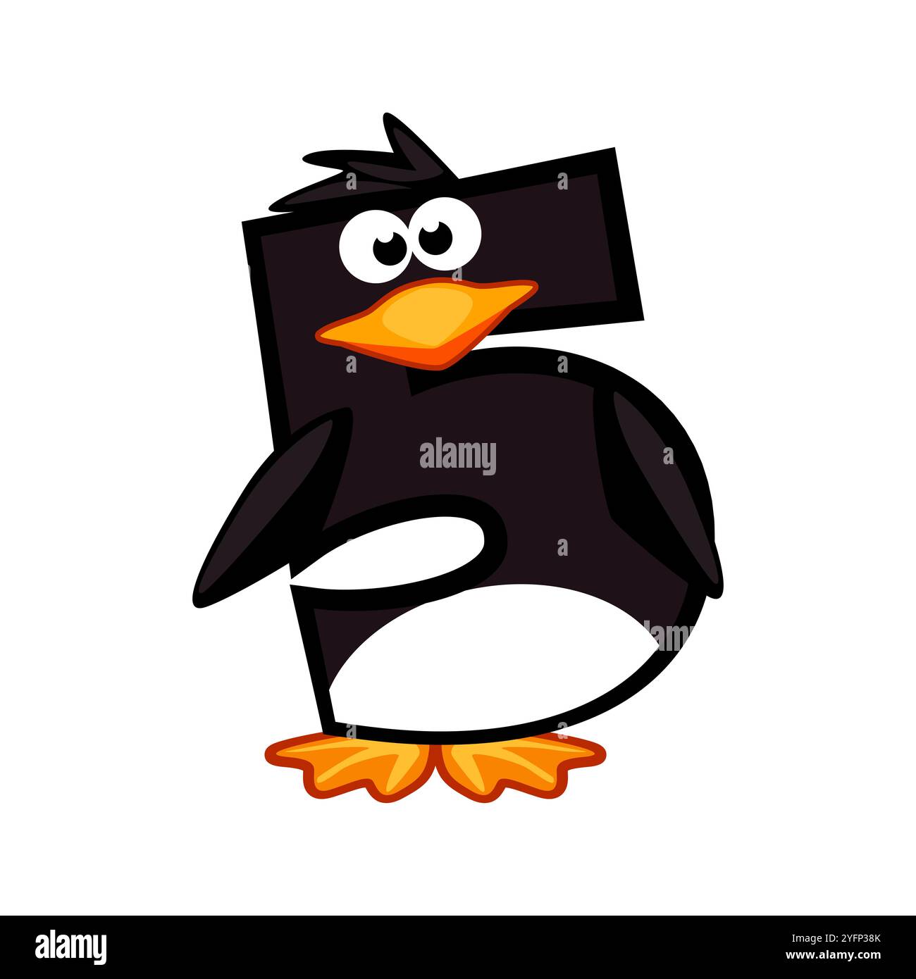 Cartoon number 5 like penguin, figure Five. Cartoon of number with a ...