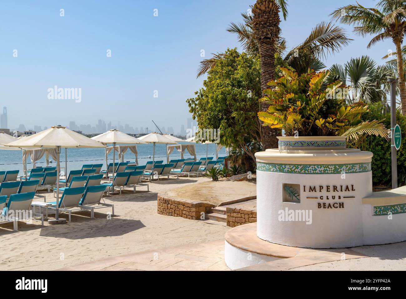 Imperial Club private beach with sunloungers at Atlantis the Palm hotel ...