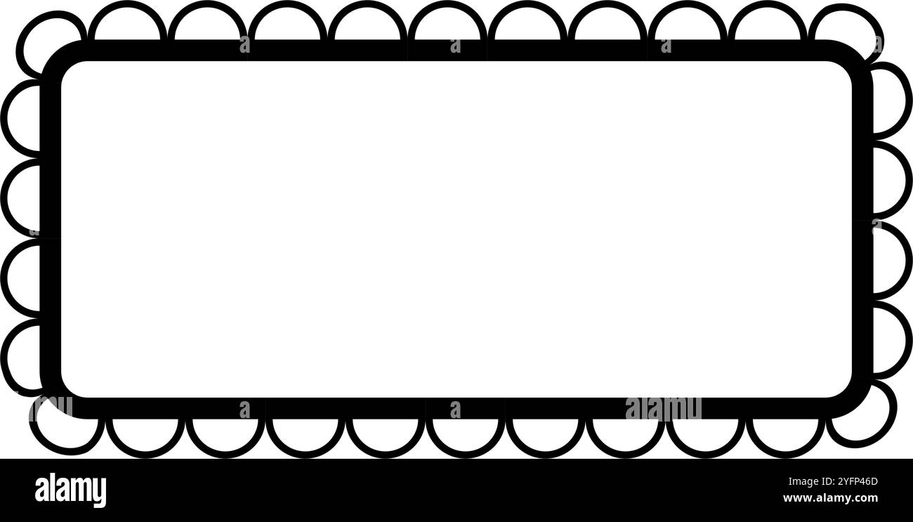Scalloped edge square frame. Simple rectangle scalloped border. Fabric ...