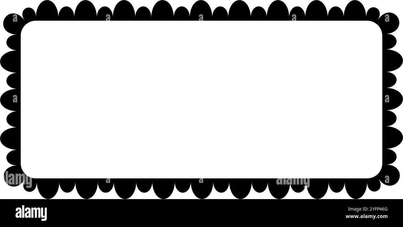 Scalloped edge square frame. Simple rectangle scalloped border. Fabric ...