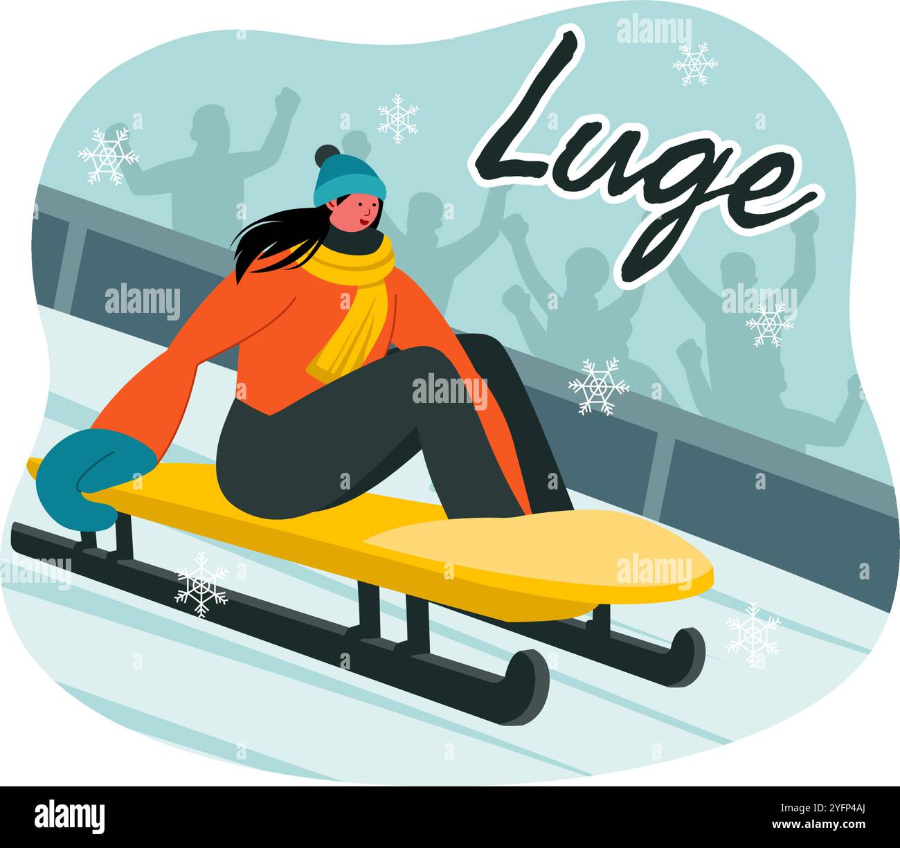 Luge Sled Race Athlete Winter Sport Vector Illustration featuring an ...