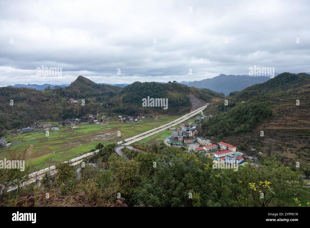 View from Lung Cu Flag Tower looking north towards China at the ...