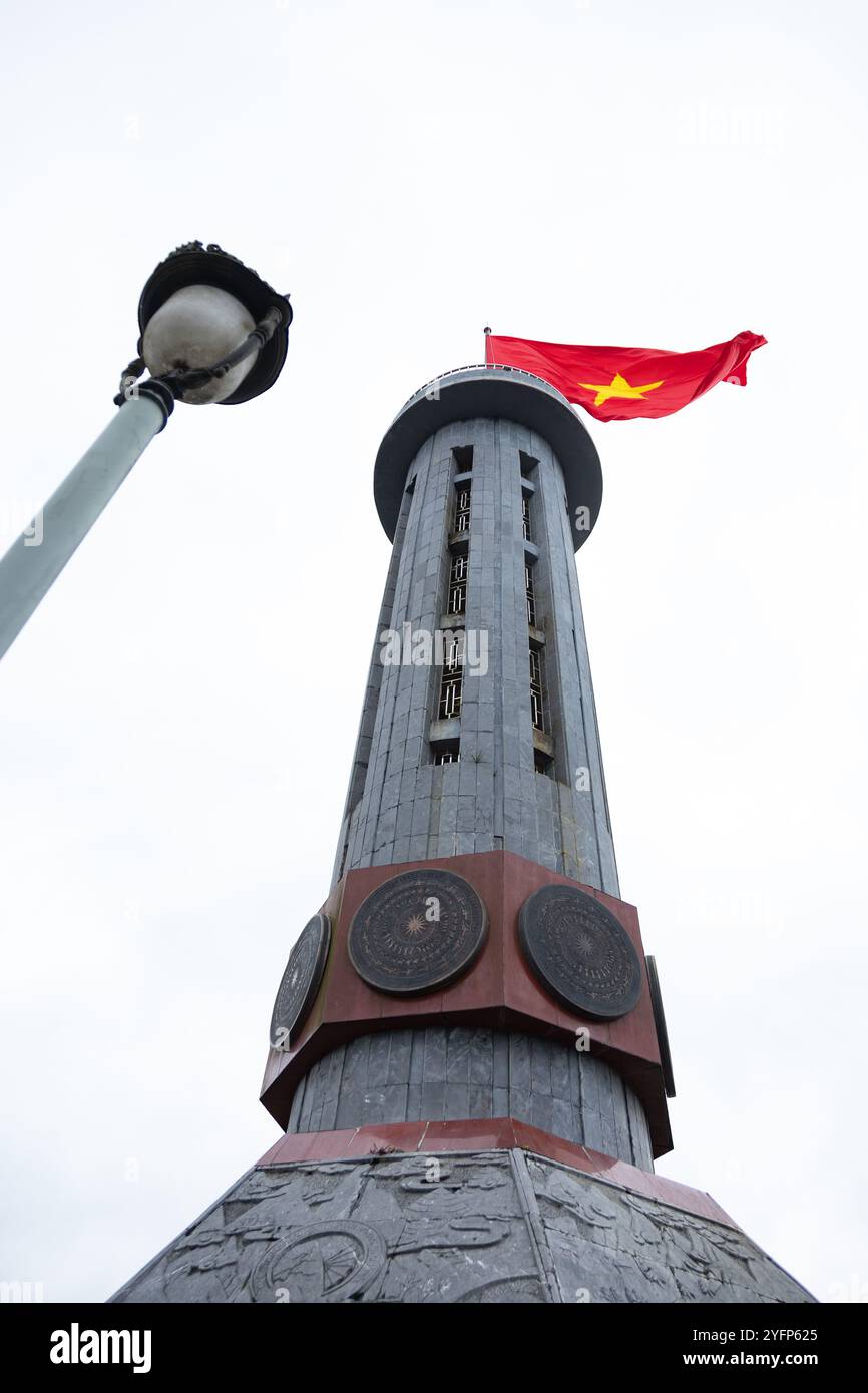 Ha Giang, VIETNAM - January 11th 2024 Lung Cu flag tower, the northernmost pole of Vietnam in Ha ...