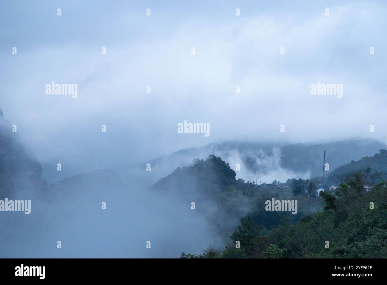 Ha Giang, Vietnam, White clouds on the Dong Van stone plateau in Ha ...