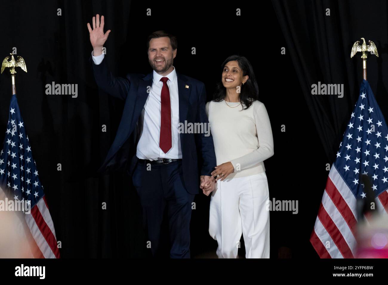 Ohio Senator JD Vance arrives with his wife Usha Vance at the Vice ...