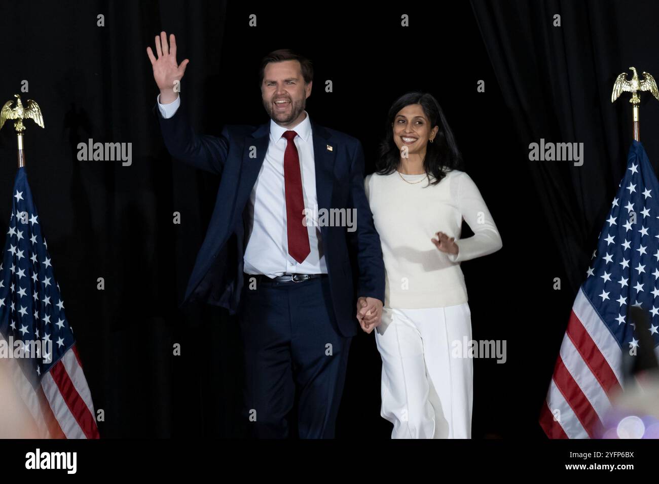 Ohio Senator JD Vance arrives with his wife Usha Vance at the Vice ...