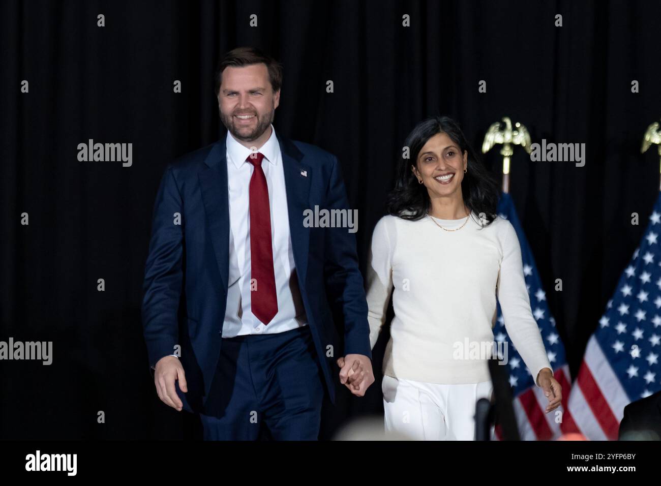 Ohio Senator JD Vance arrives with his wife Usha Vance at the Vice ...