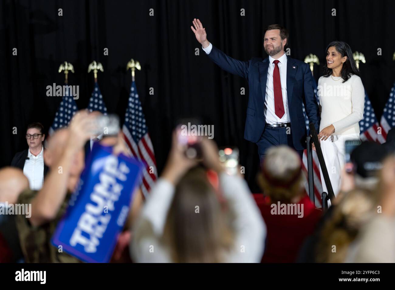 Ohio Senator JD Vance arrives with his wife Usha Vance at the Vice ...