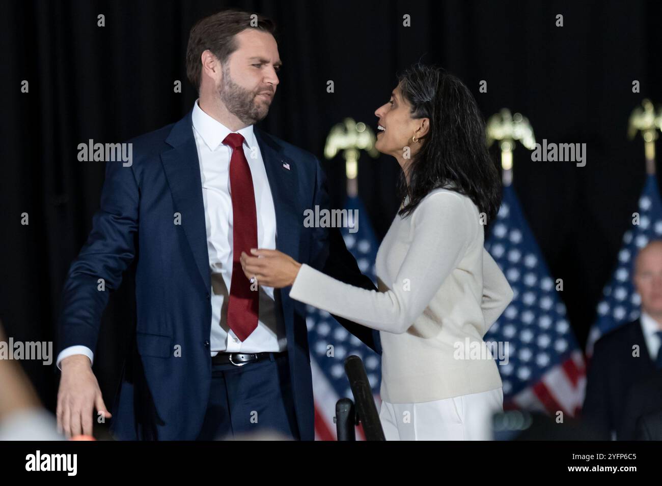 Ohio Senator JD Vance arrives with his wife Usha Vance at the Vice ...