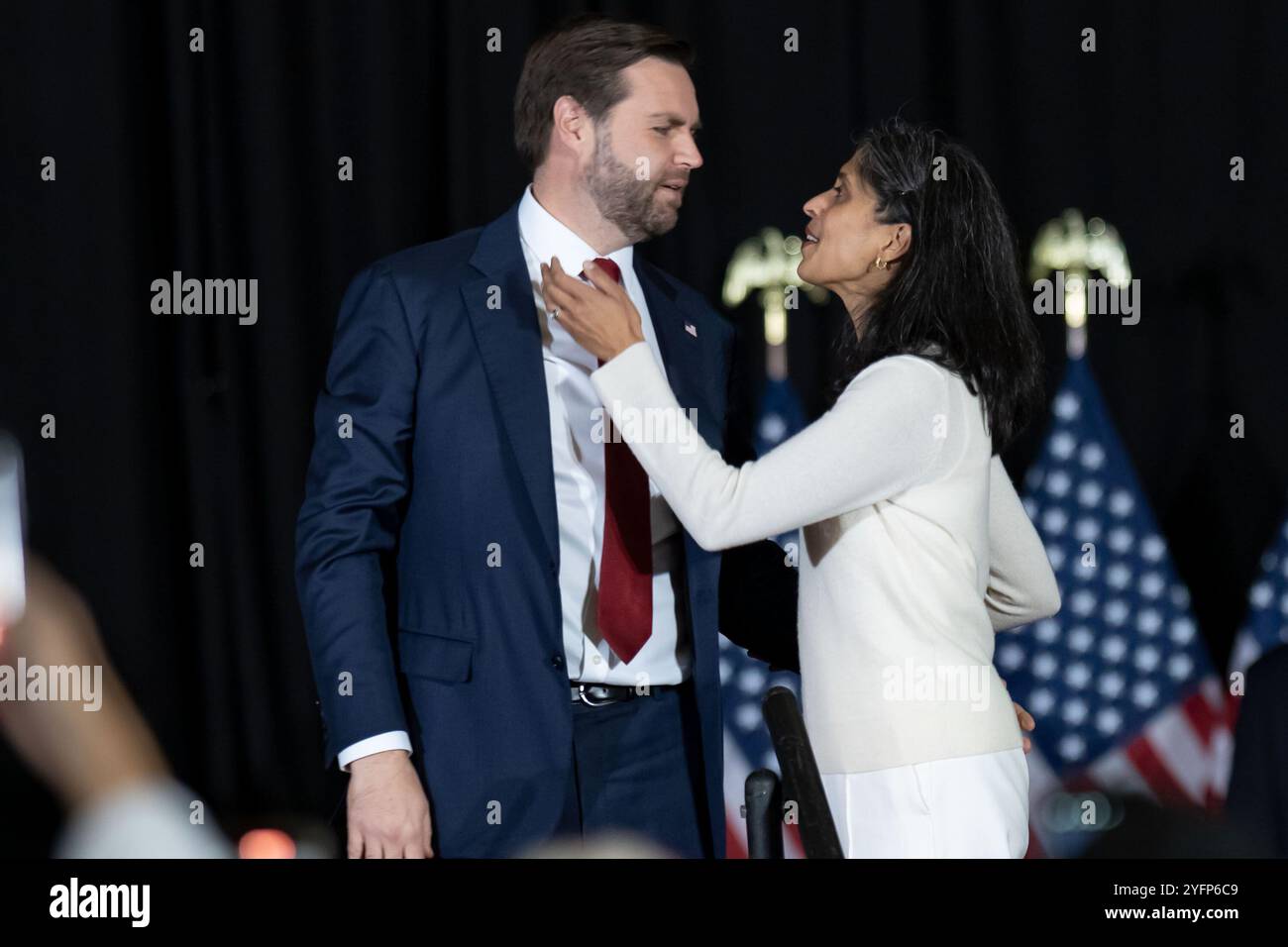 Ohio Senator JD Vance arrives with his wife Usha Vance at the Vice ...