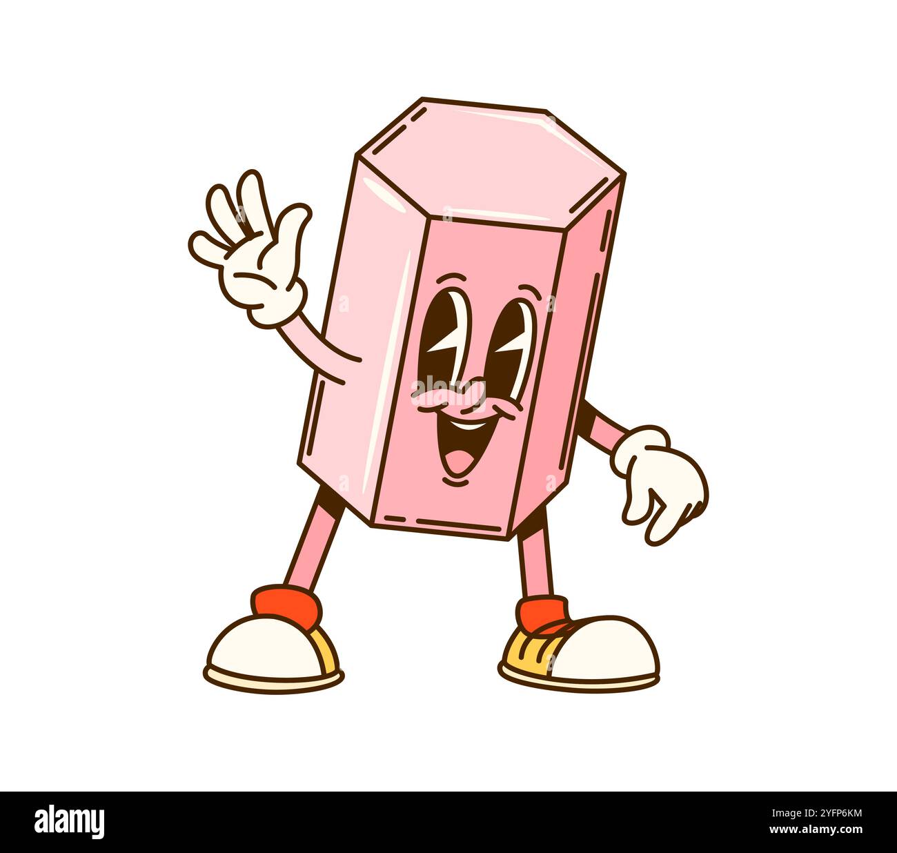 Groovy math geometric hexagonal prism figure character. Isolated ...