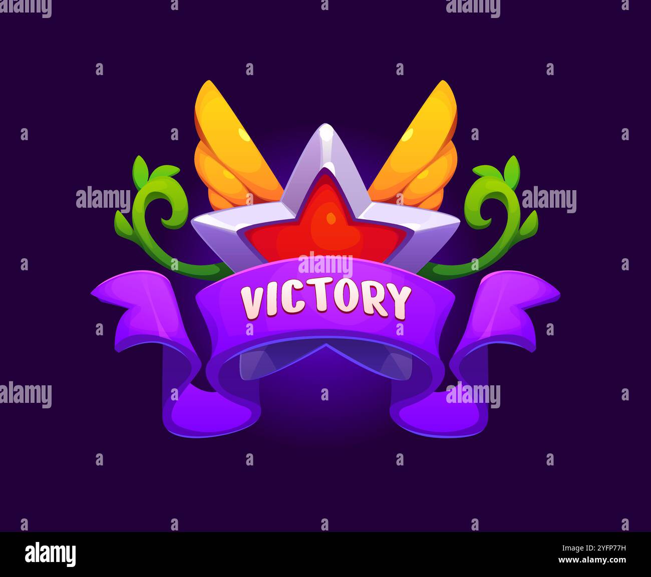 Game victory award icon, UI award badge, level up rank trophy and ...