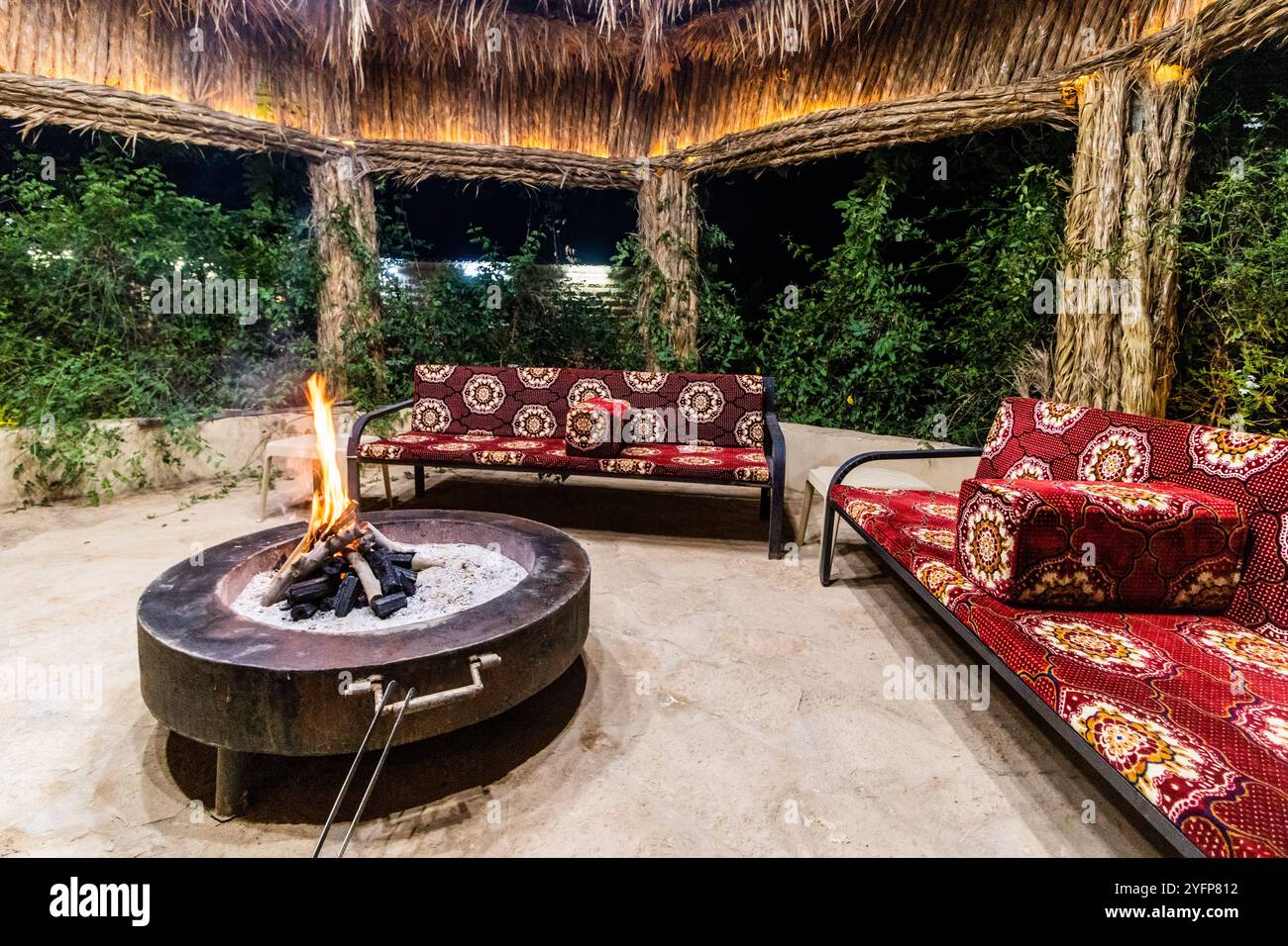 Garden gazebo with a firepit of a home in Sakaka, Saudi Arabia Stock ...