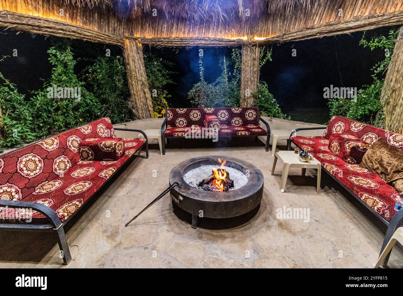 Garden gazebo with a firepit of a home in Sakaka, Saudi Arabia Stock ...