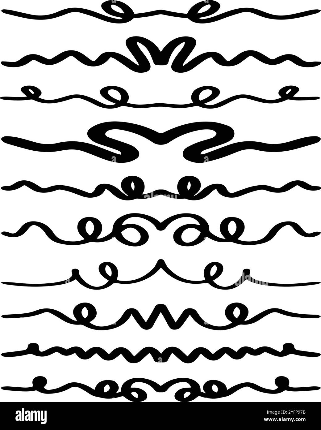 Hand drawn divider icon vector illustration design element of swish ...