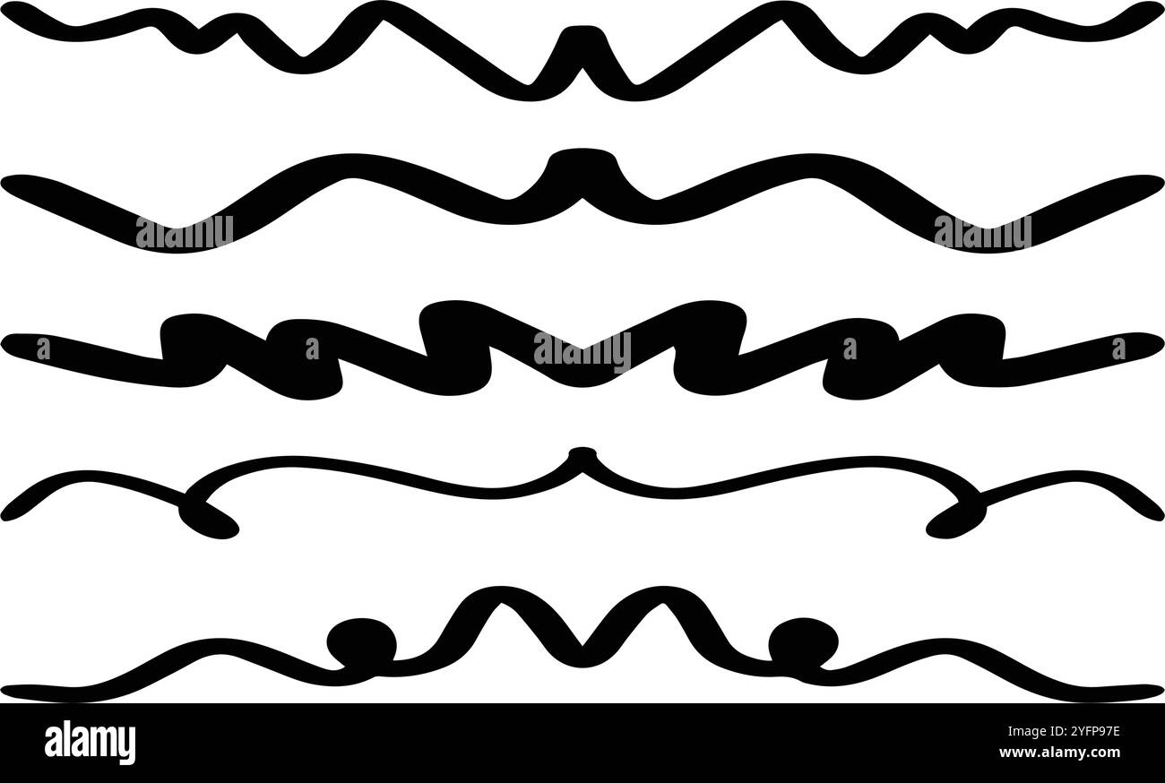 Hand drawn divider icon vector illustration design element of swish ...