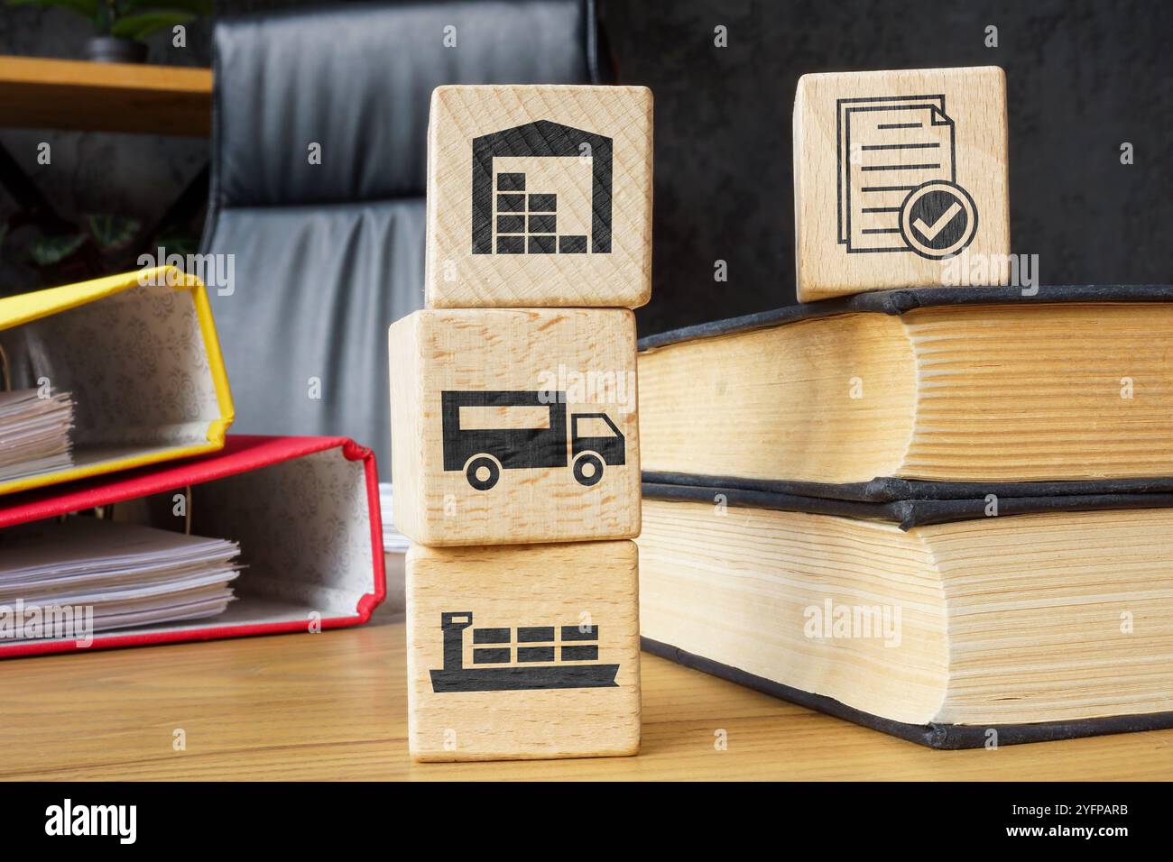 Blocks representing logistics and supply chain Stock Photo - Alamy