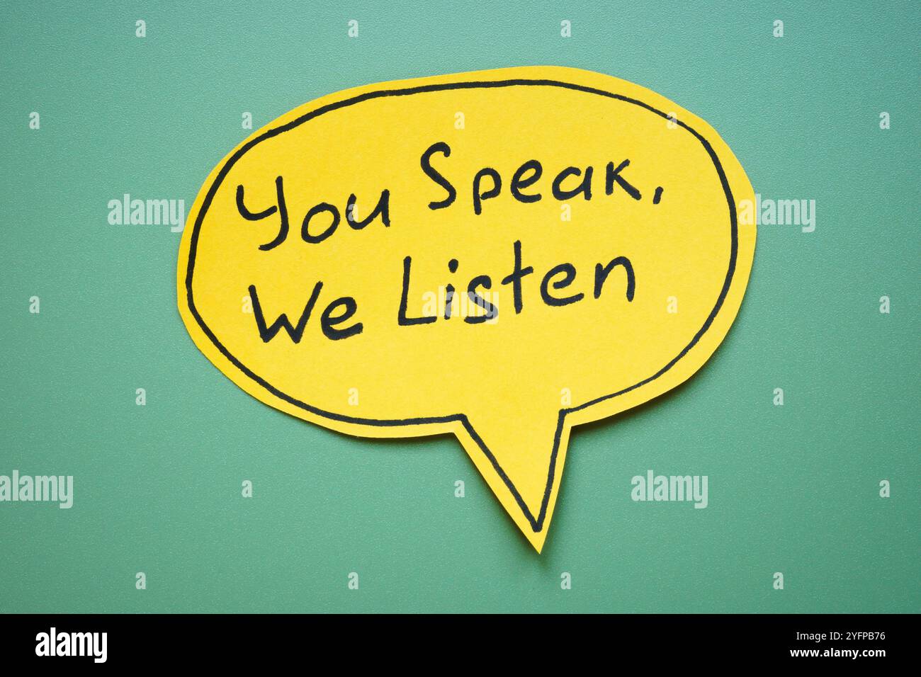 Phrase you speak, we listen on a note. Communication and understanding ...