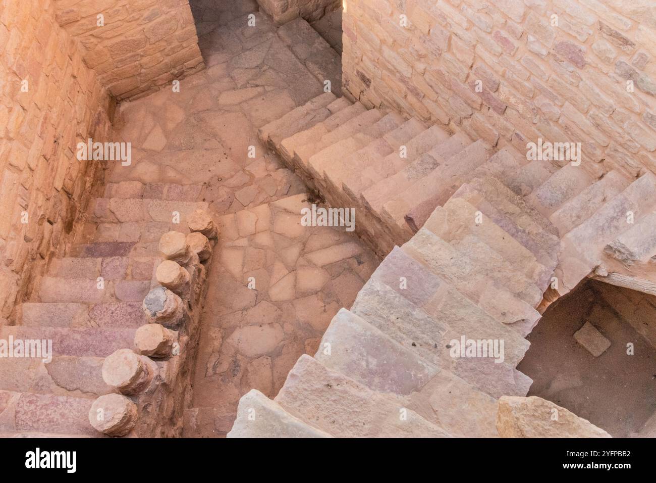 Stairway to the minaret of Ancient Umar (Omar) mosque in Dumat al ...
