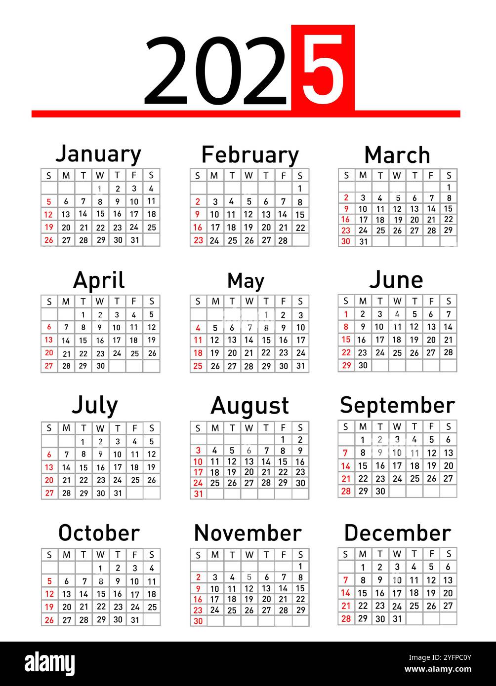 White calendar july 2025 Stock Vector Images - Alamy