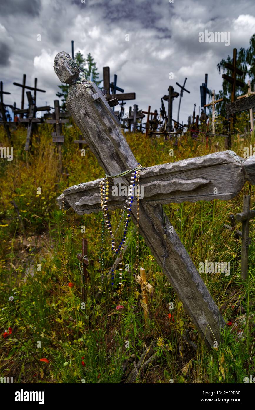 SIAULIAI, LITHUANIA, JUNE 17, 2024: The Hill of Crosses is a unique ...