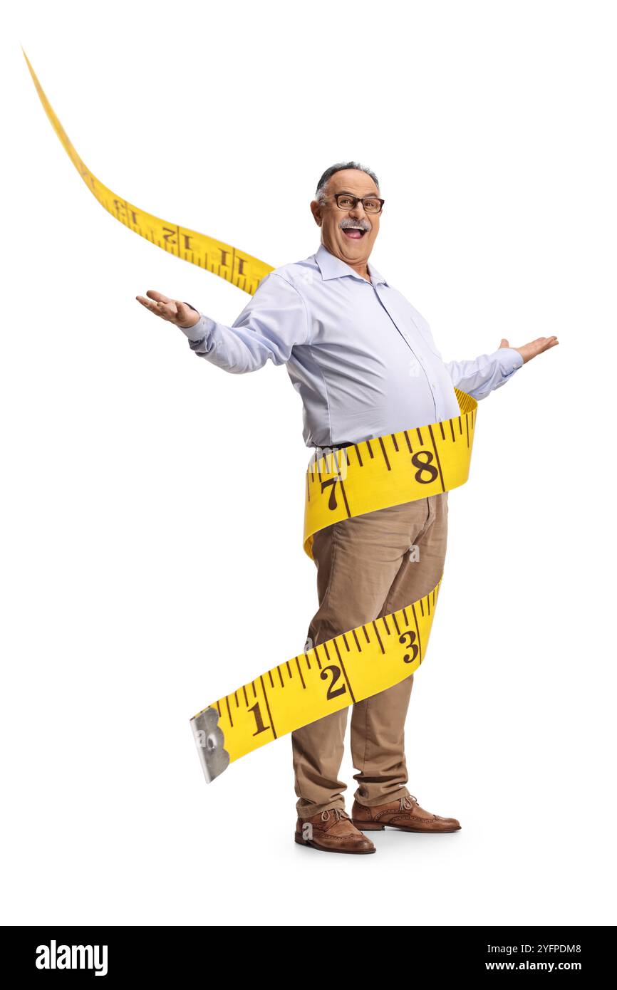 Fat man with measure tape Cut Out Stock Images & Pictures - Alamy