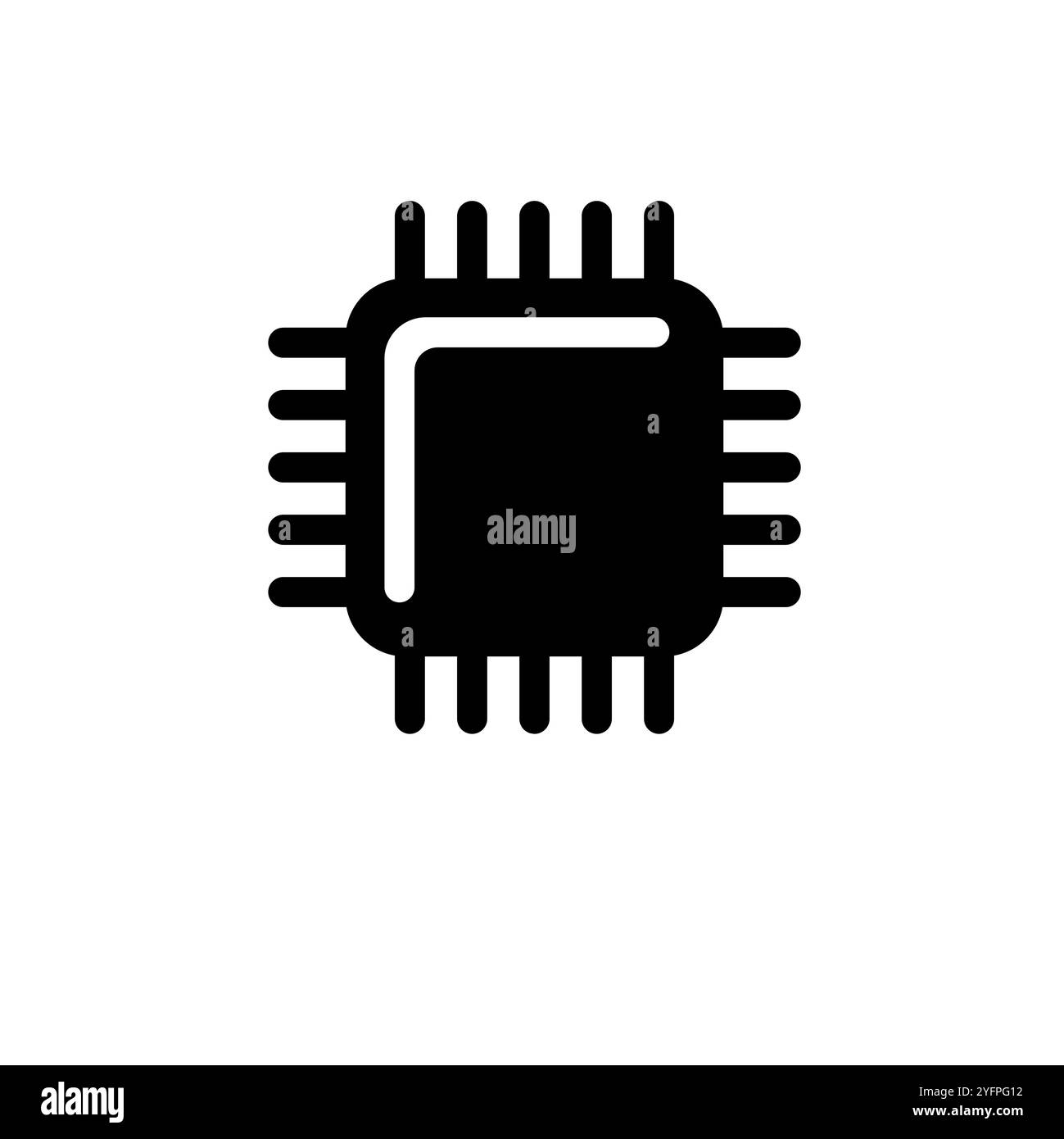 Cpu Chip Central Processing Unit Solid Flat Vector Icon Isolated On White Background Stock