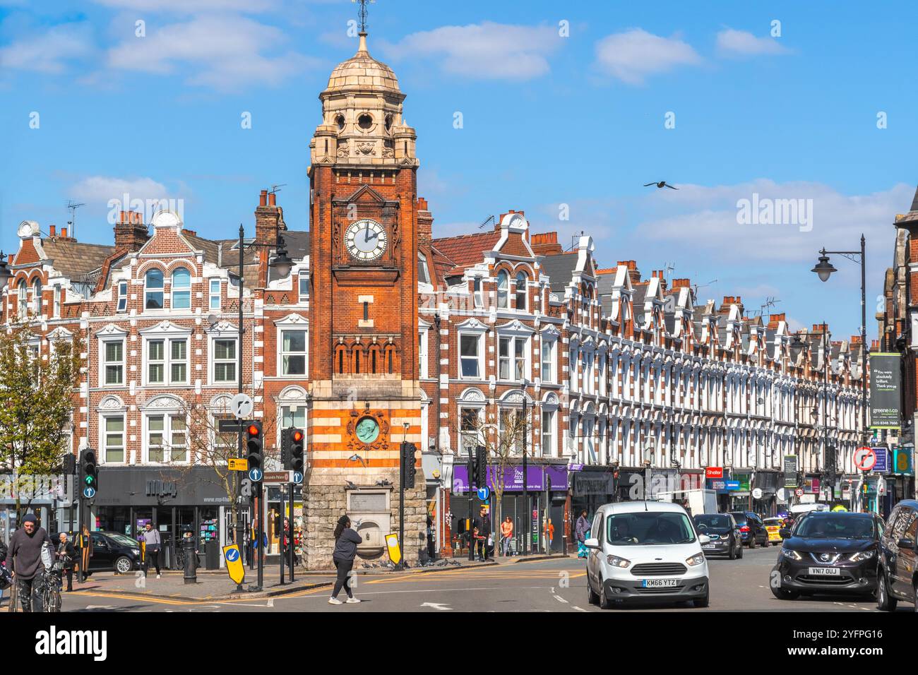 London, UK - 10 April, 2024 - Street view in Crouch End with the iconic ...