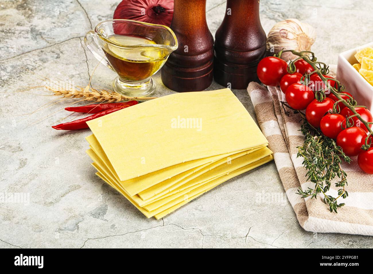 Italian cuisine - dry lasagna sheets for cooking Stock Photo - Alamy