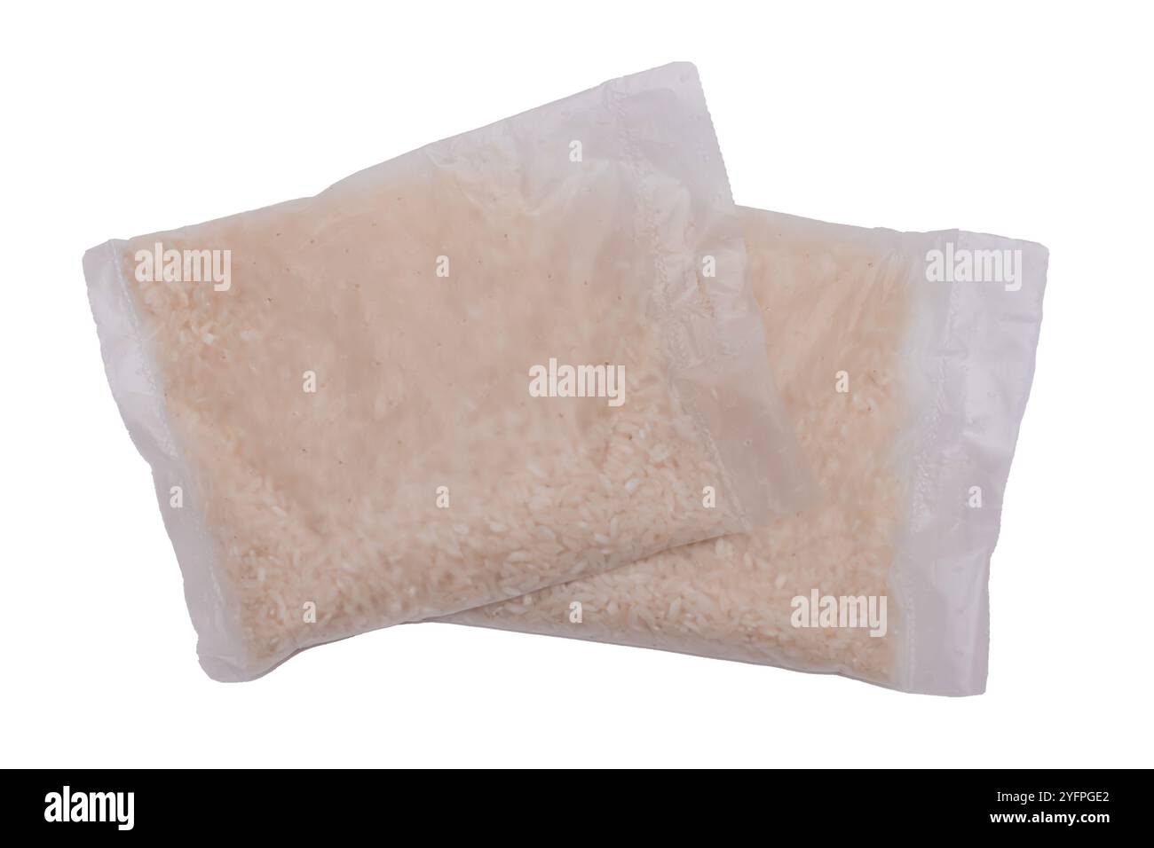 A Plastic Bags of White Long Grain Rice - Isolated on White Background ...