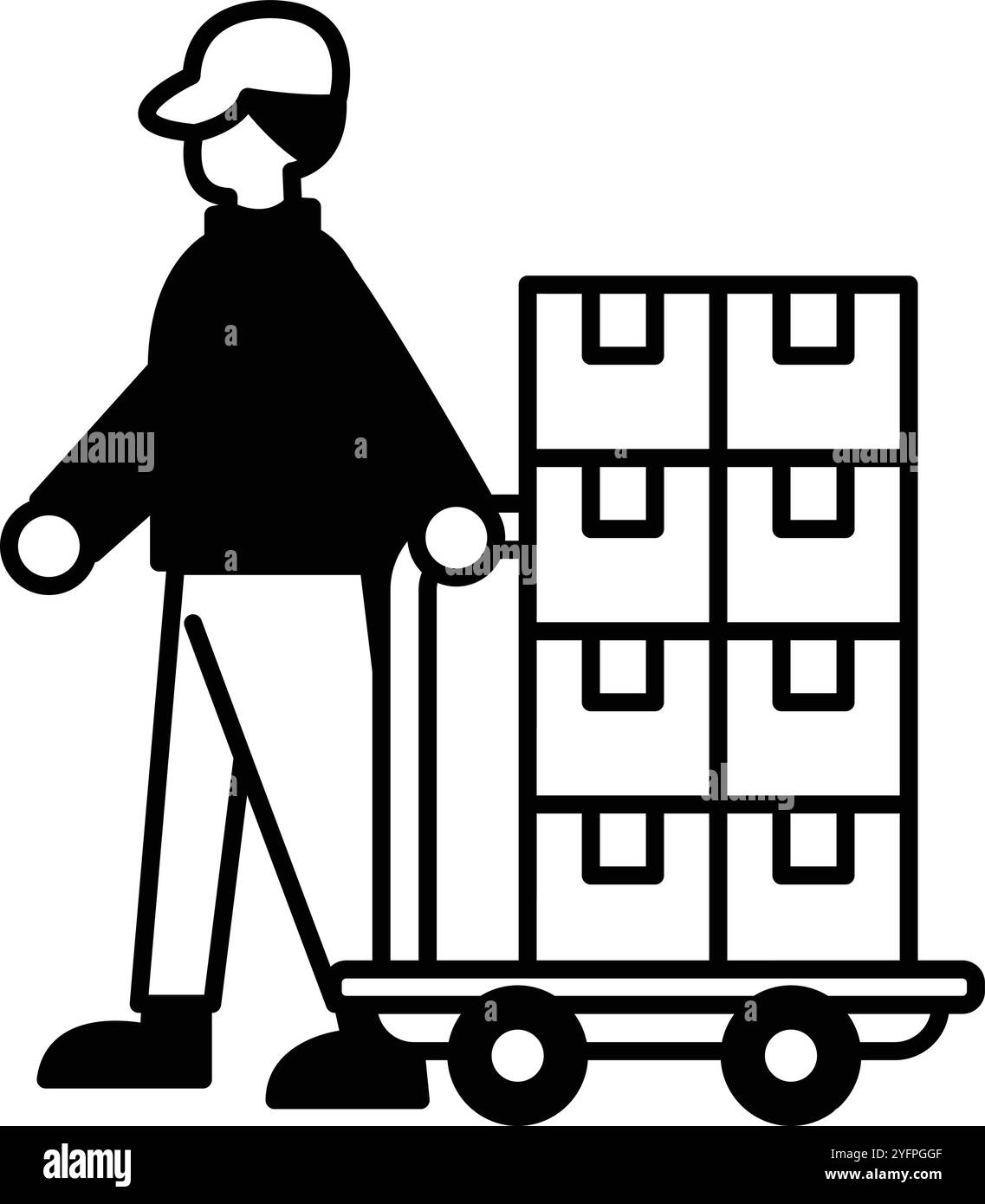 Man pushing delivery cart Cut Out Stock Images & Pictures - Alamy