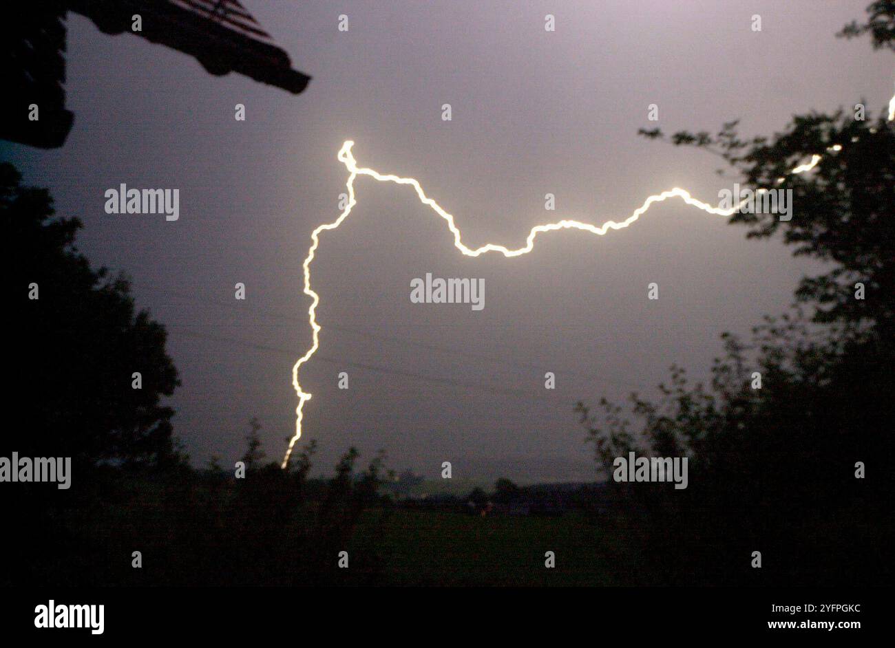 lightning and thunderbolts during a dry storm, natural weather ...