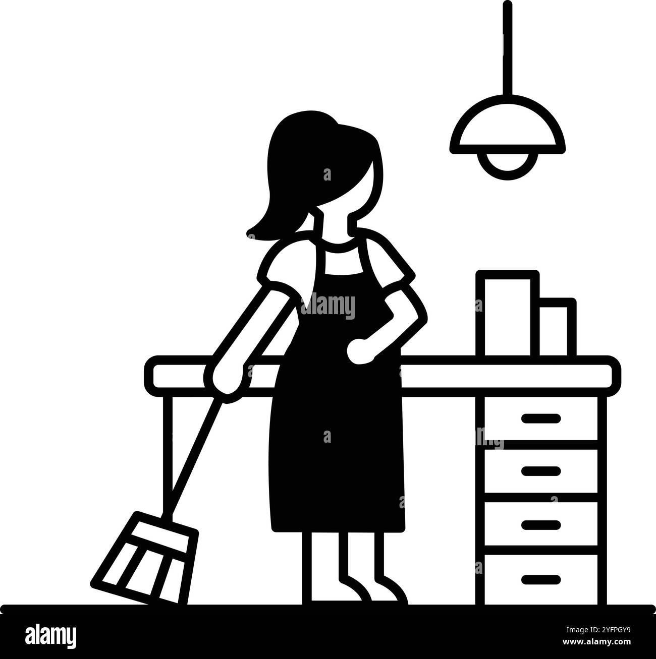 Kitchen maid standing Stock Vector Images - Alamy
