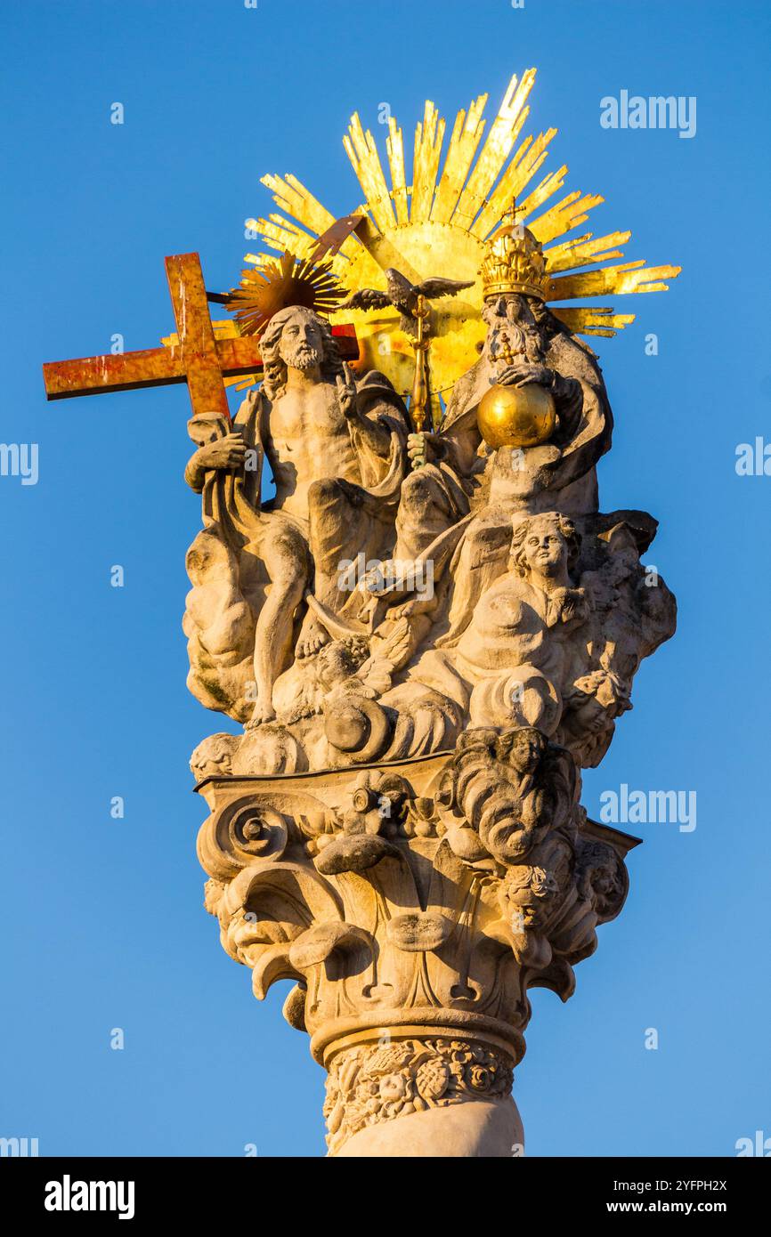 Holy Trinity Statue (1701) in morning sun, Fo ter, Sopron, Hungary ...
