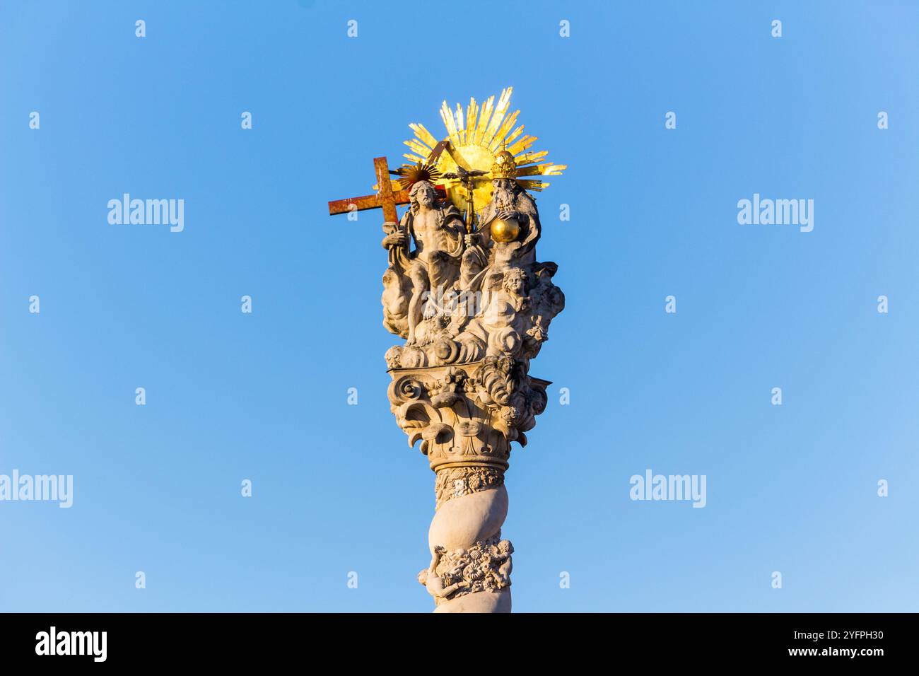 Holy Trinity Statue (1701) in morning sun, Fo ter, Sopron, Hungary ...