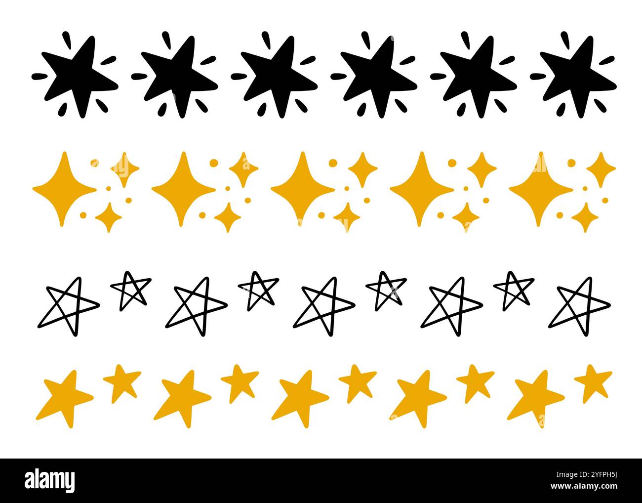 Scribble Stars Suns Doodle Borders Strokes Set Stock Vector Image & Art ...
