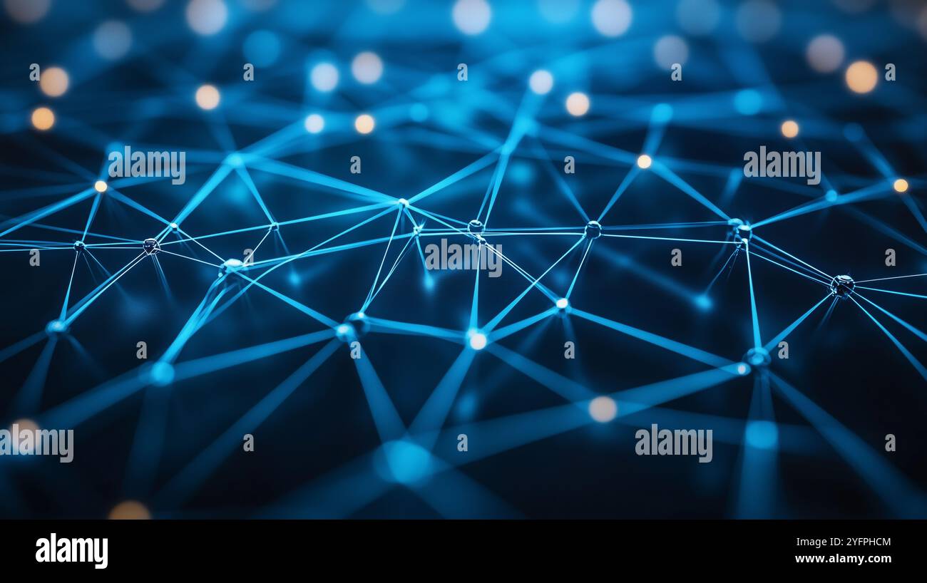 Abstract blue connected dots background Stock Photo - Alamy