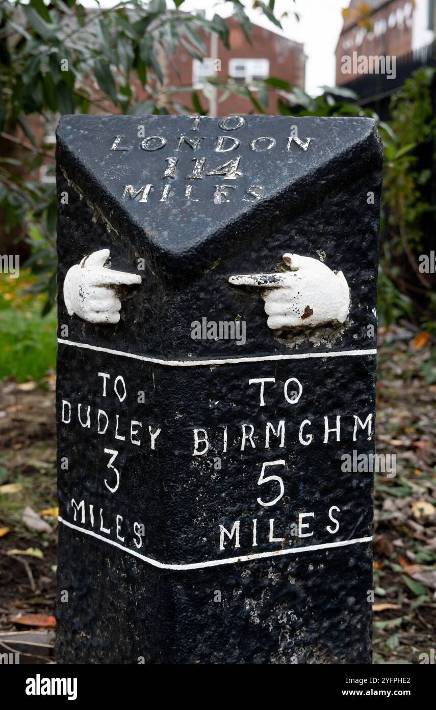 Old milestone in Oldbury town centre, West Midlands, England, UK Stock ...