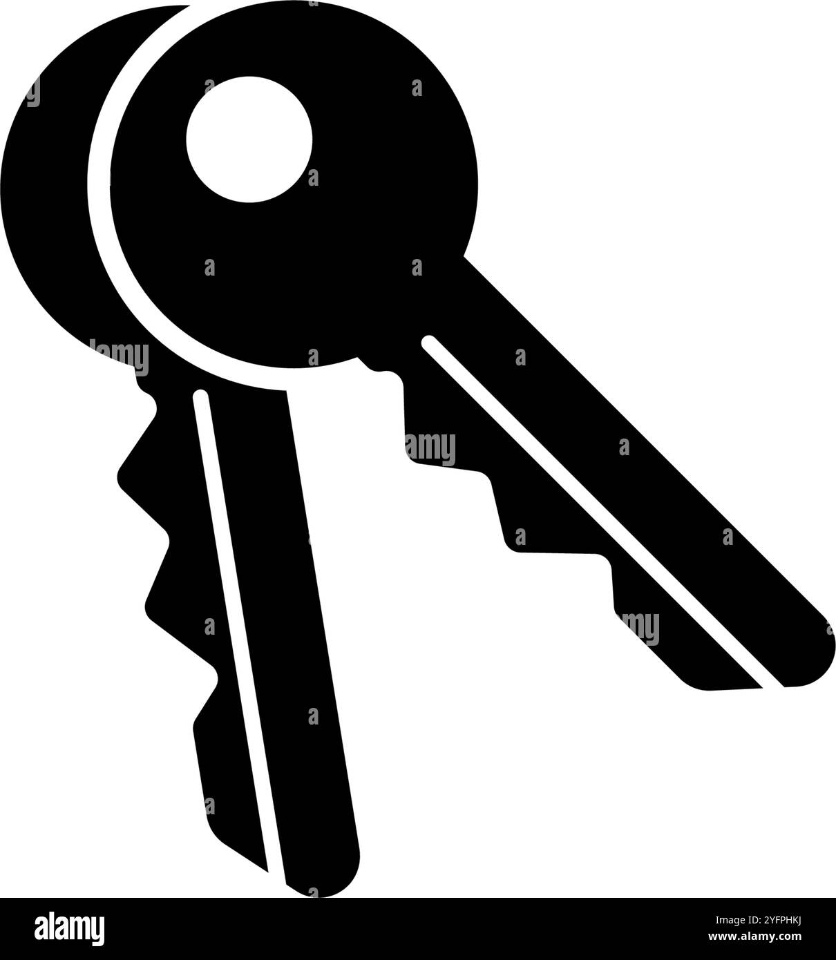 Set of two simple, black, vector keys on a keyring Stock Vector Image ...