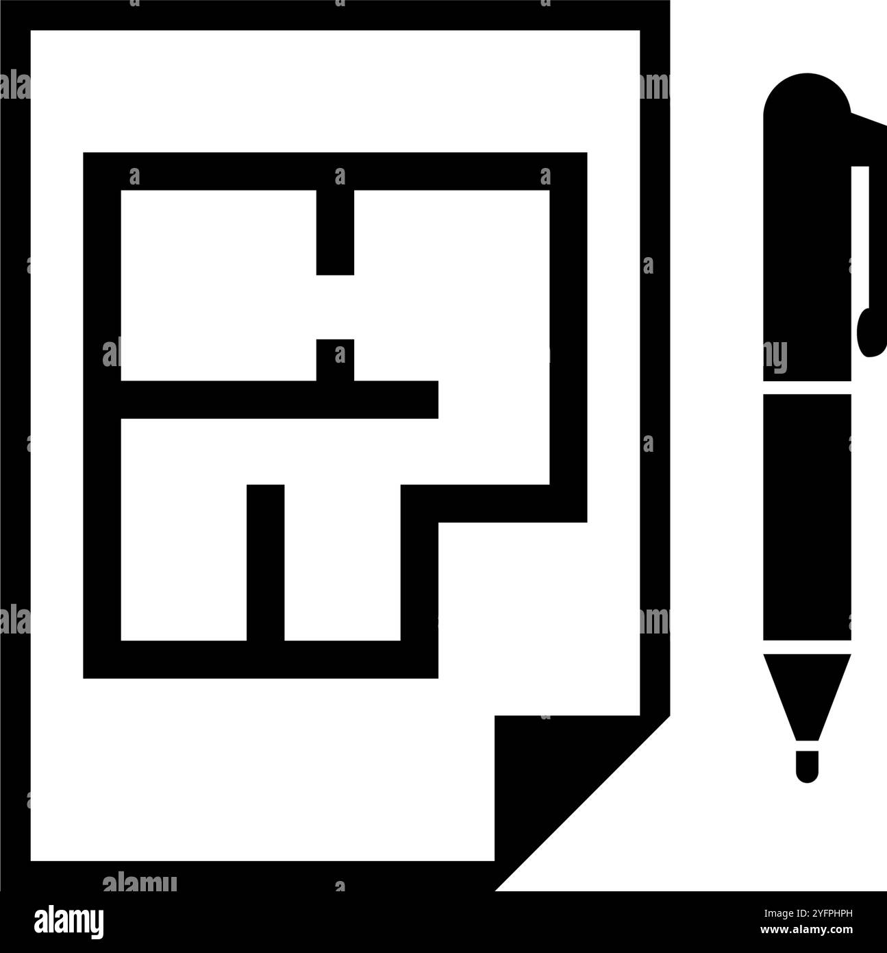 Architectural blueprint icon with pen, symbolizing design and planning ...